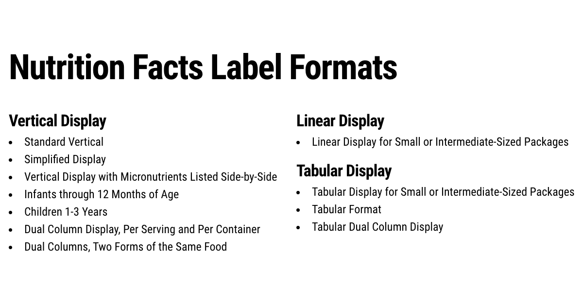 Label Format Selection | Nutrition Facts Labels Generator